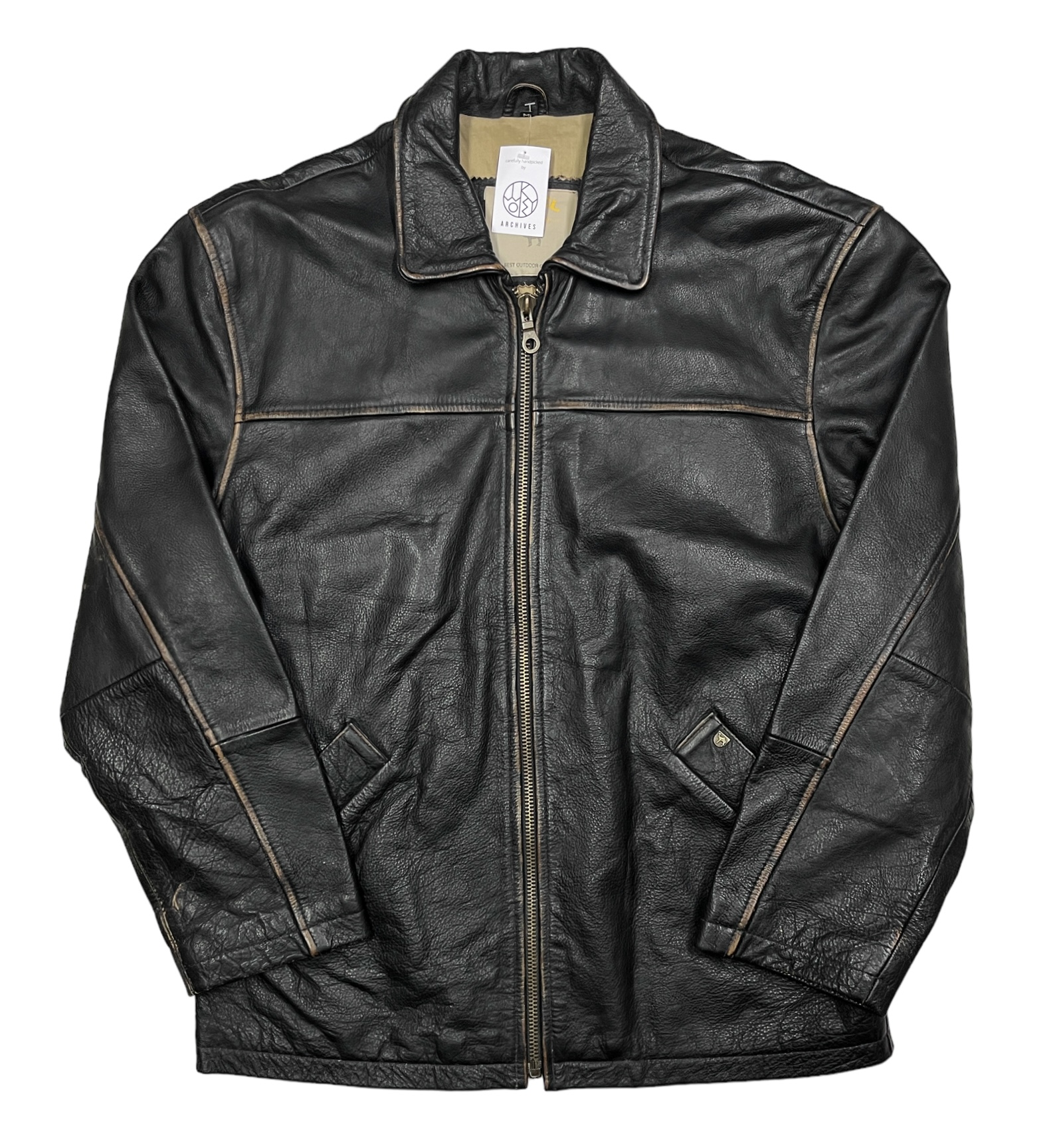 Camel leather jacket - Lowkey Archives